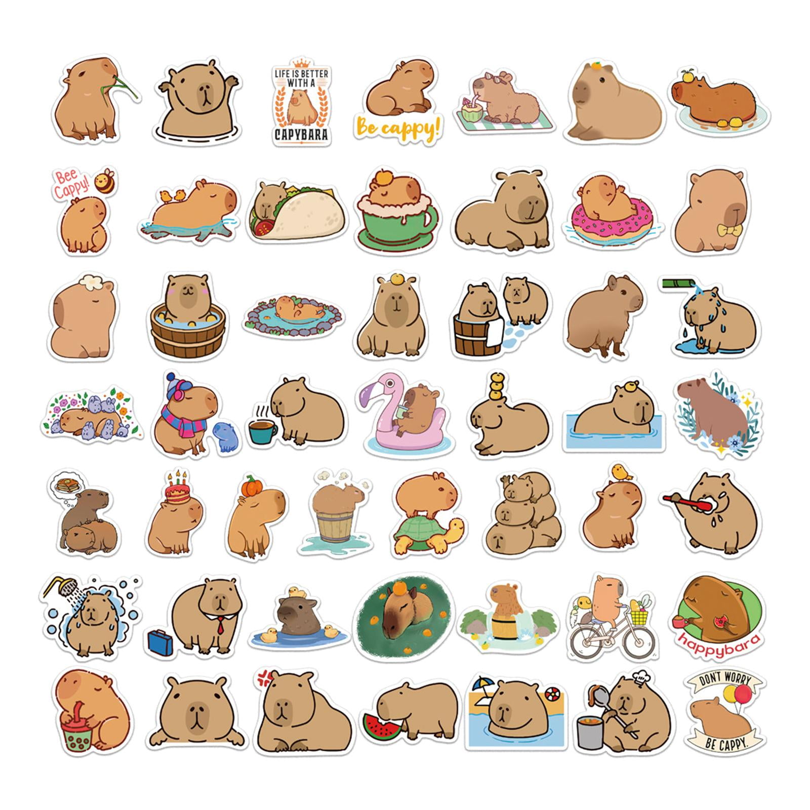 50x Cartoon Stickers for Kids Cartoon Capybara Sticker Funny Decorative ...