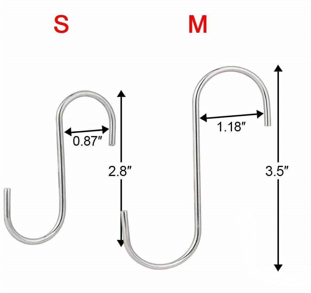 50x Heavy Duty Stainless Steel S Hooks S-Shaped Hanging Utility Hangers ...