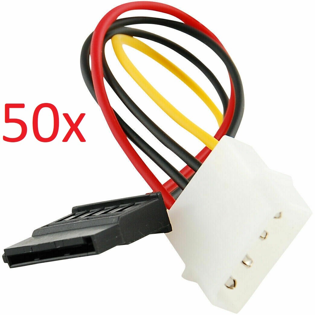 50x IDE/Molex 4-Pin Male To Serial ATA SATA 15-Pin Female Power Adapter ...