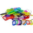 50x Mixed Color Plastic Key Tags ID Window Key Split Ring Name Card ...