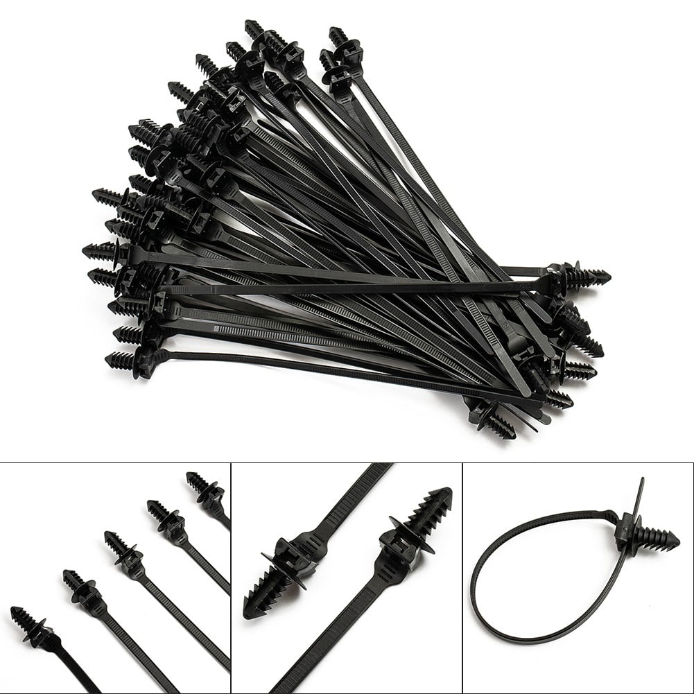50x Nylon Push Clips Wire Tie Released Zip Straps Car Pipe Cable ...