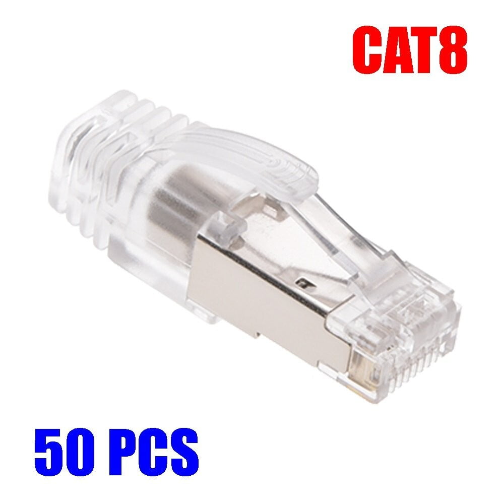 50x PC CAT8 RJ45 Network Ethernet Shielded Plug Cable Connector End w ...