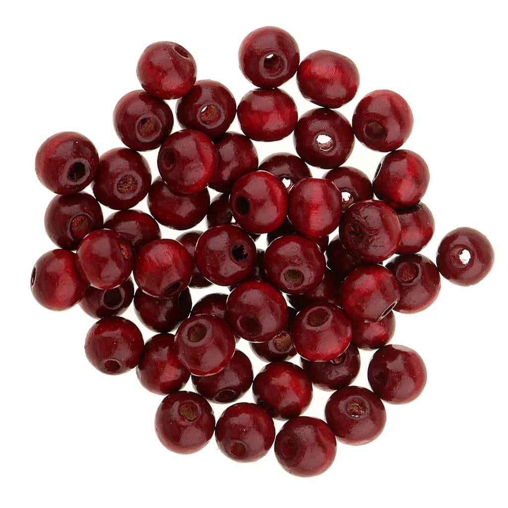 50x Round Wooden Beads Large Hole Bead DIY Jewelry Necklace Craft ...