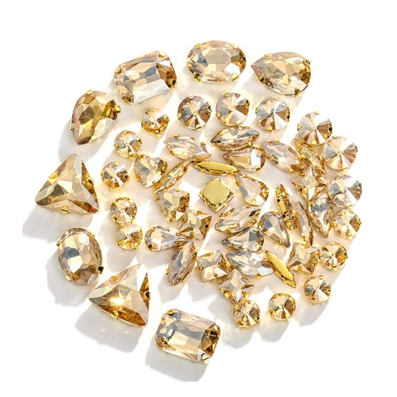 50x/Set Sewing Gems-Mixed Shapes Sew On Rhinestones with Sewing Claw ...