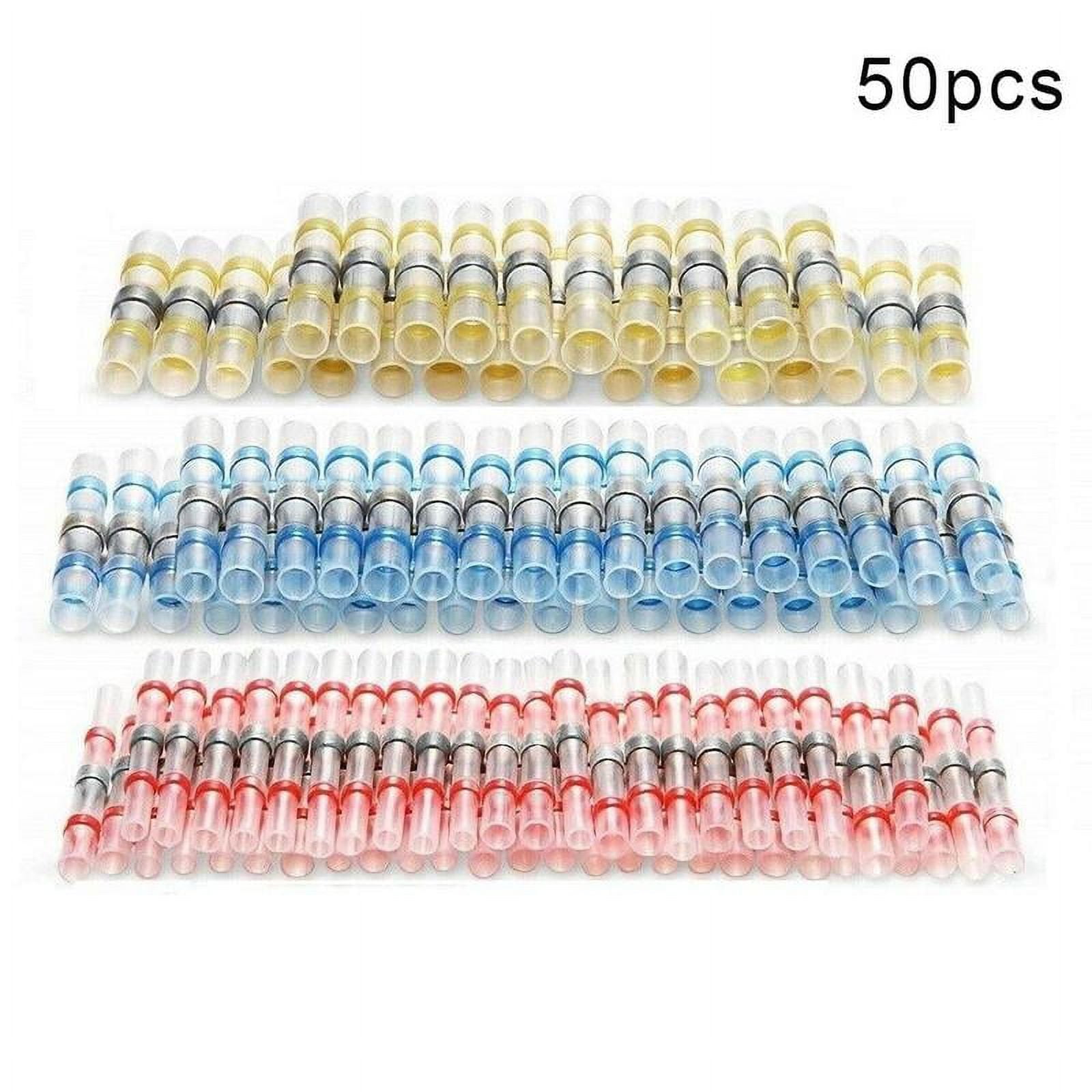 50x Waterproof Heat Shrink Solder Seal Wire Connector Butt Hot Crimp ...