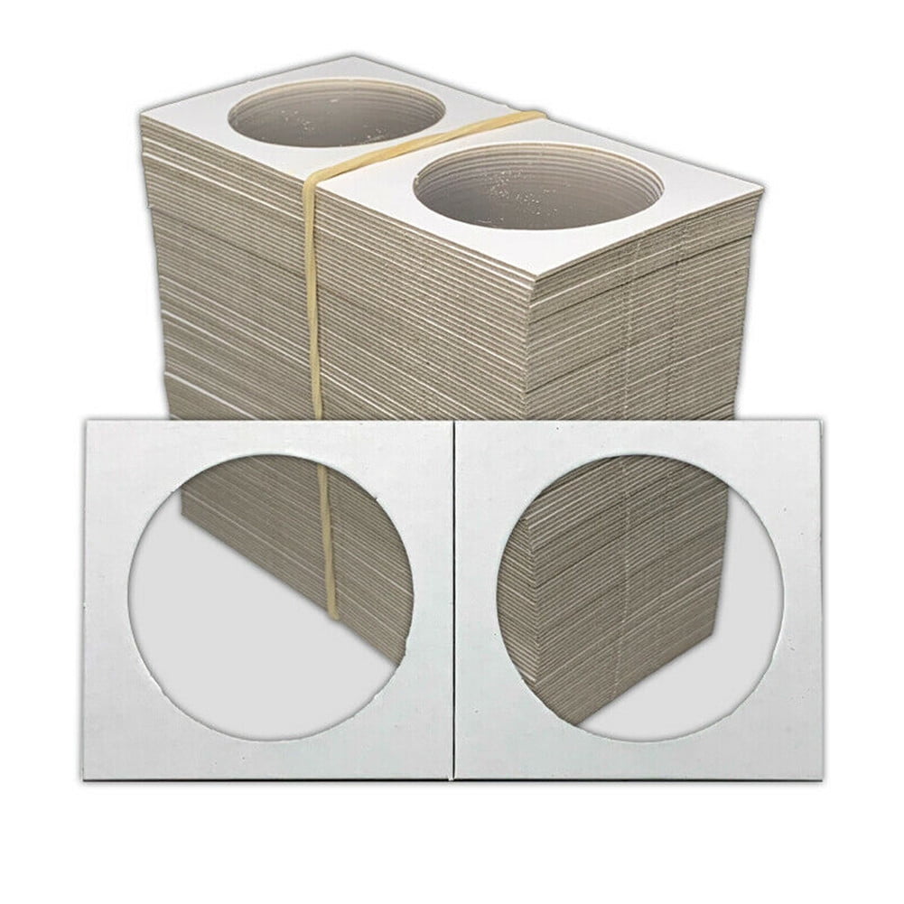50x White Large Coin Cardboard Mylar Flips Holder Bag Bundle Cover ...