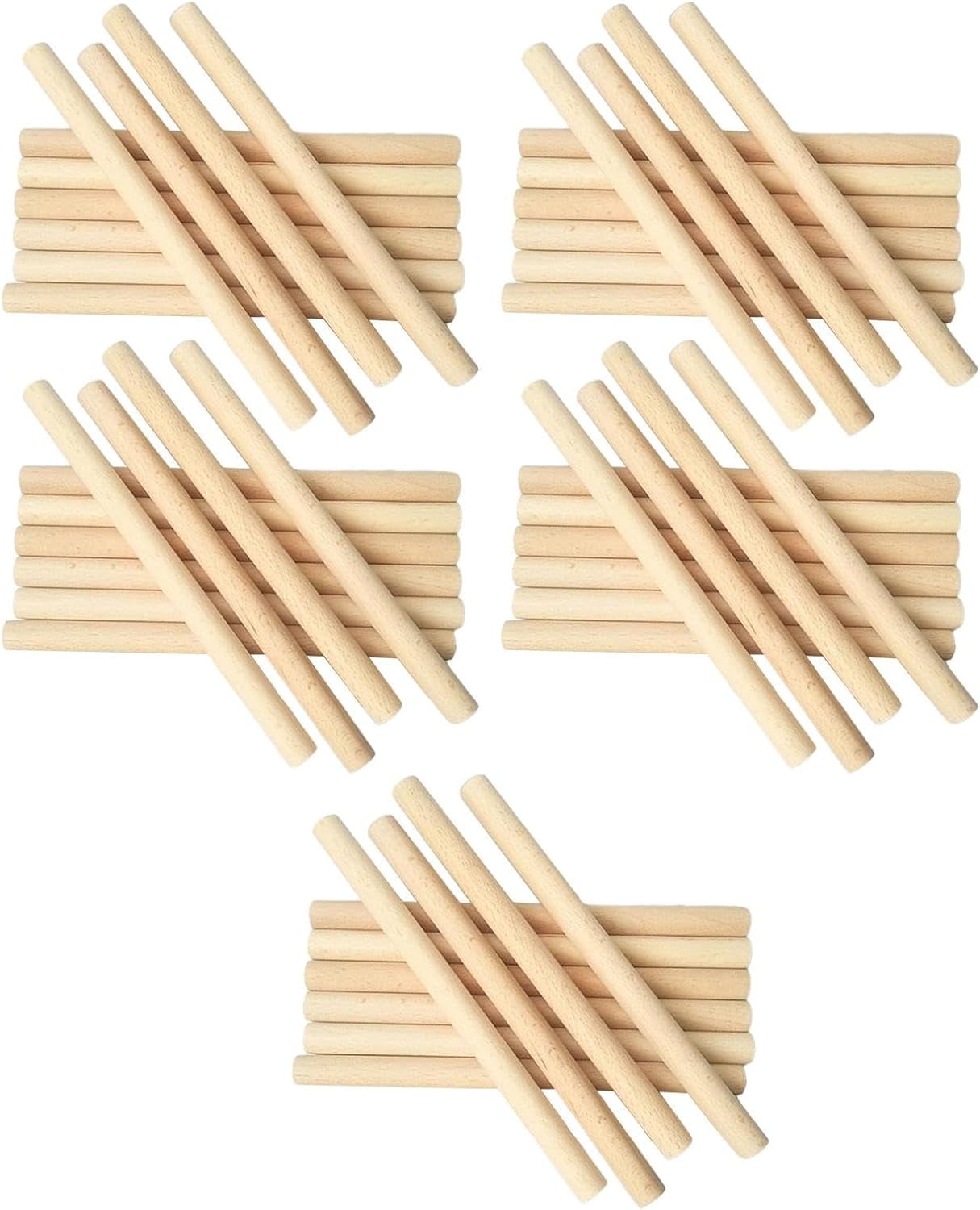 50x Wooden Dowel Rods, Unfinished Round Wood Sticks, Unfinished ...