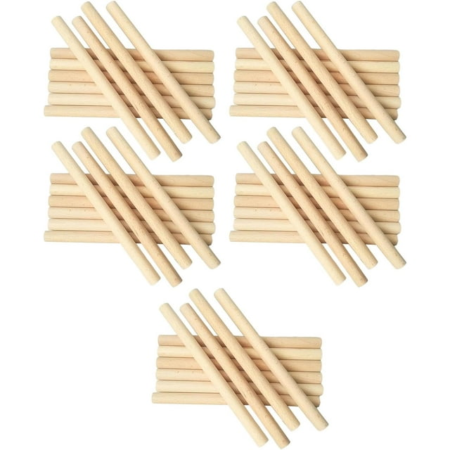 50x Wooden Dowel Rods, Unfinished Round Wood Sticks, Unfinished ...