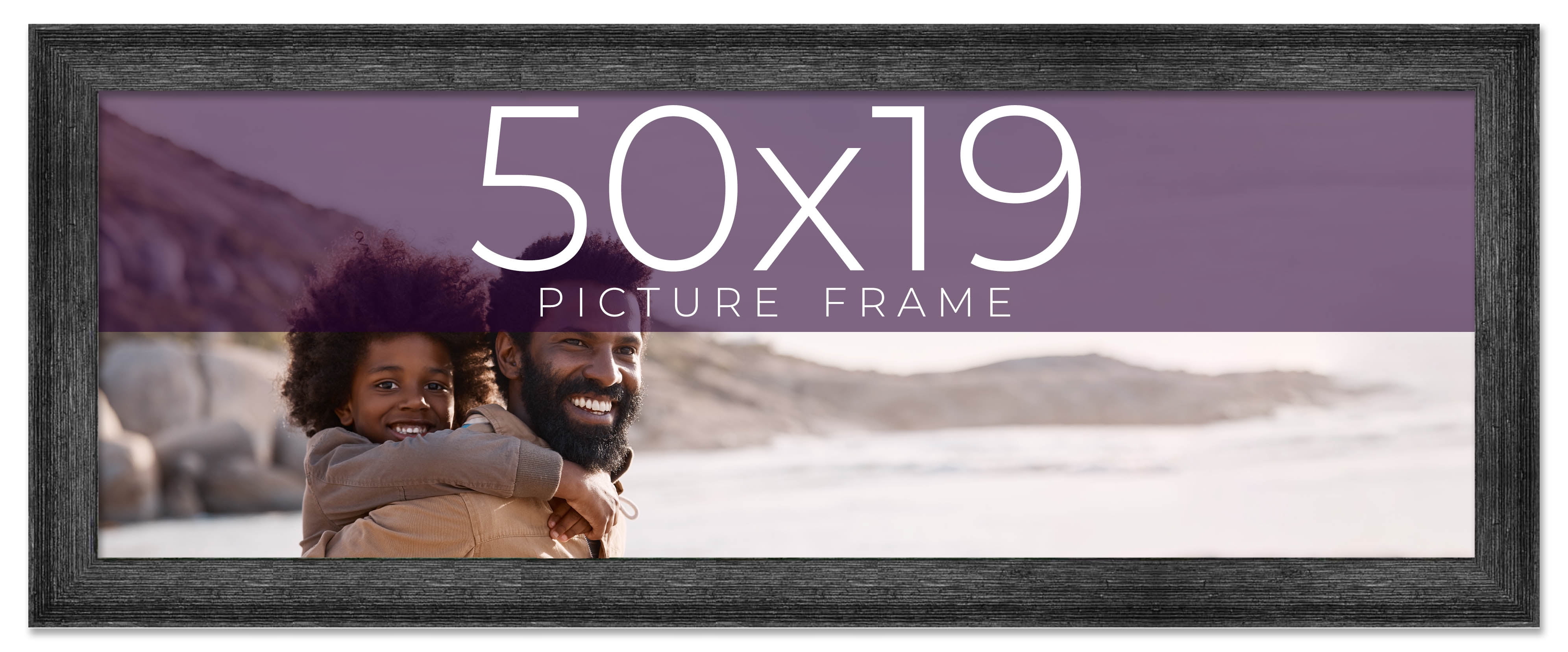 50x19 Frame Black Real Wood Picture Frame Width 1.5 inches | Interior ...