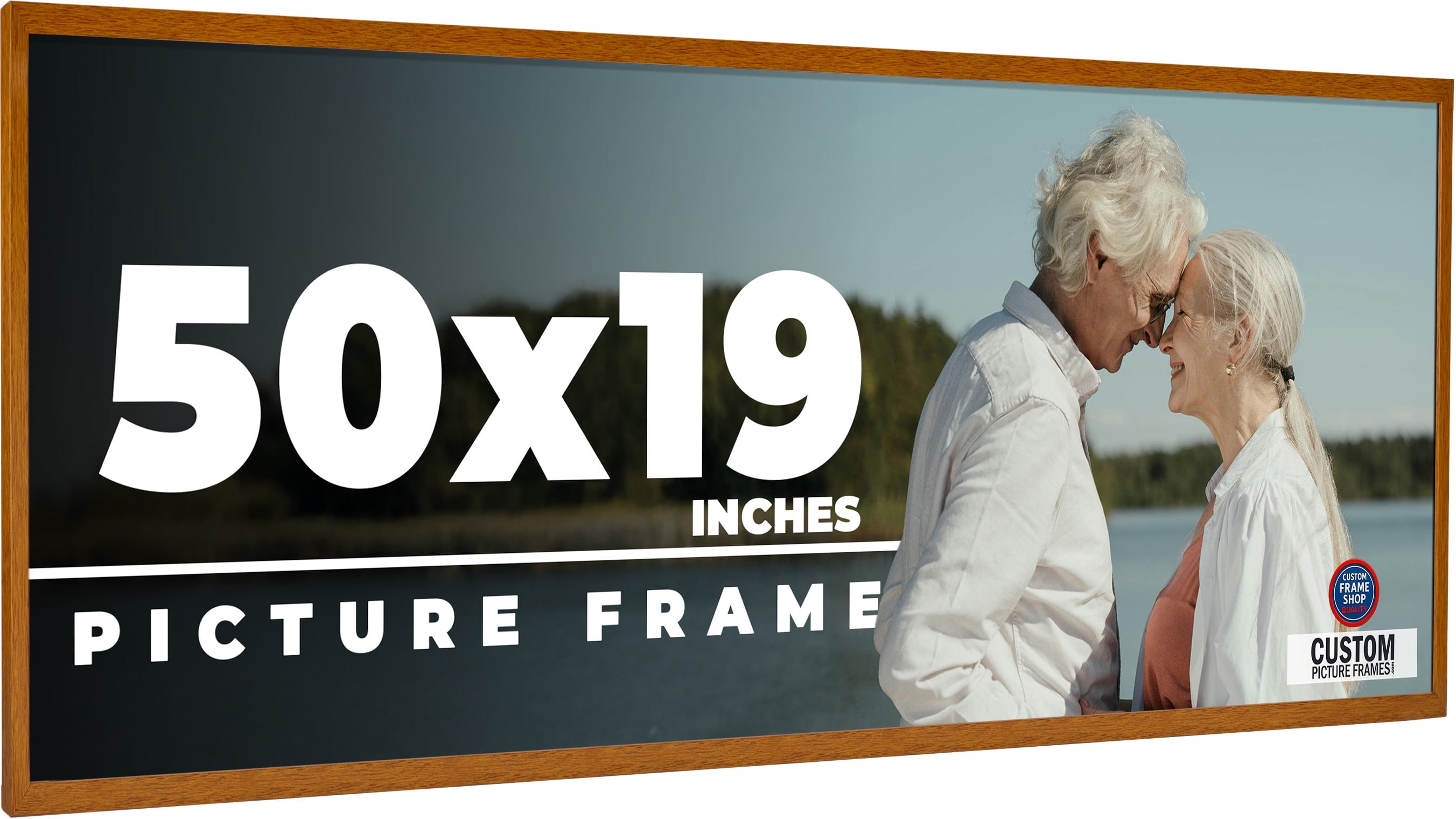 50x19 Honey Brown Real Wood Picture Frame Width 0.75 inches | Interior ...
