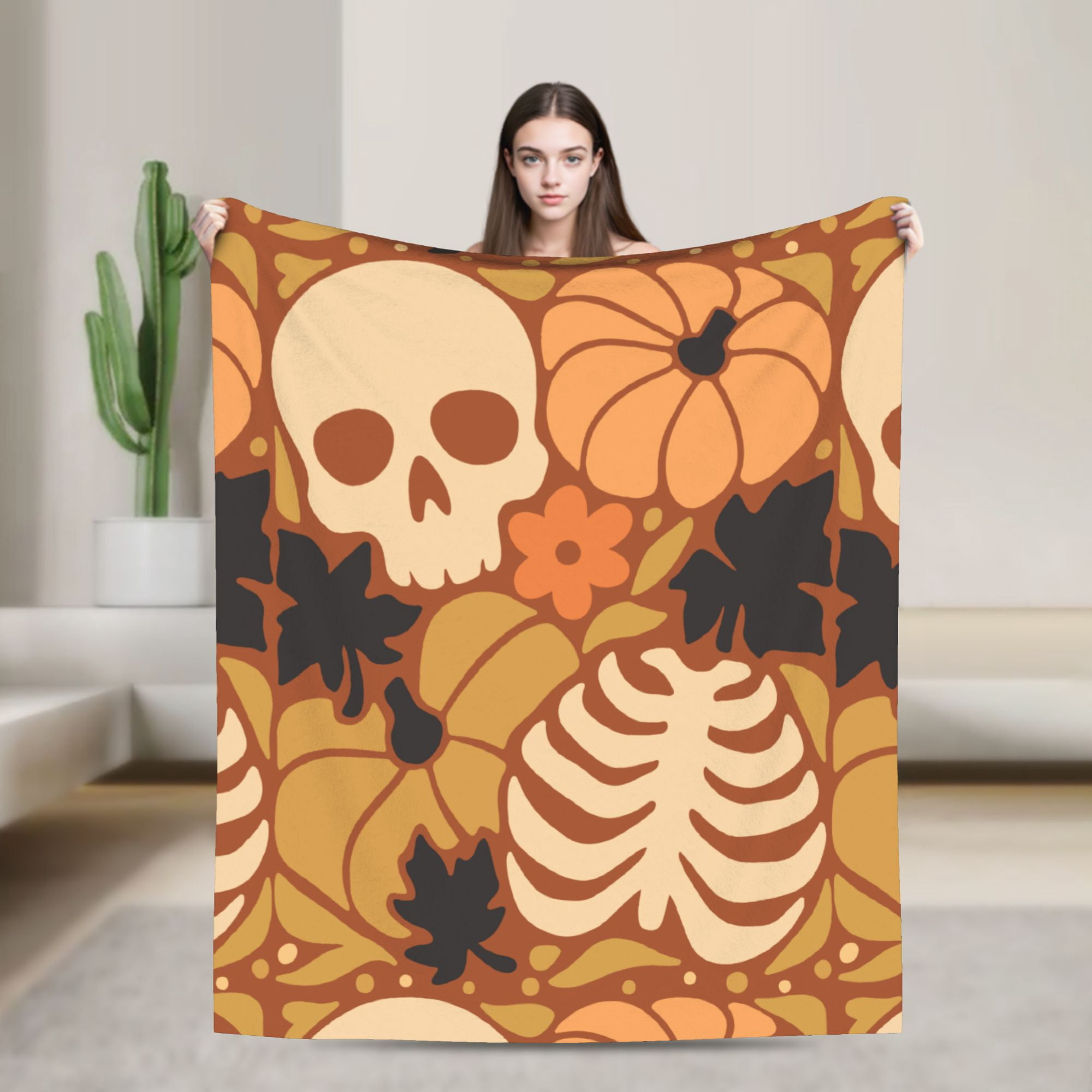 50x40 inches Cute Fall Halloween Blanket for Couch Soft Cozy Warm ...