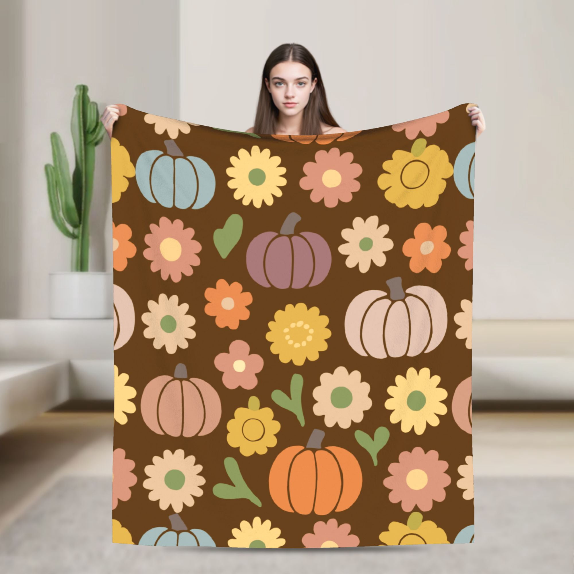 50x40 inches Cute Fall Halloween Blanket for Couch Soft Cozy Warm ...