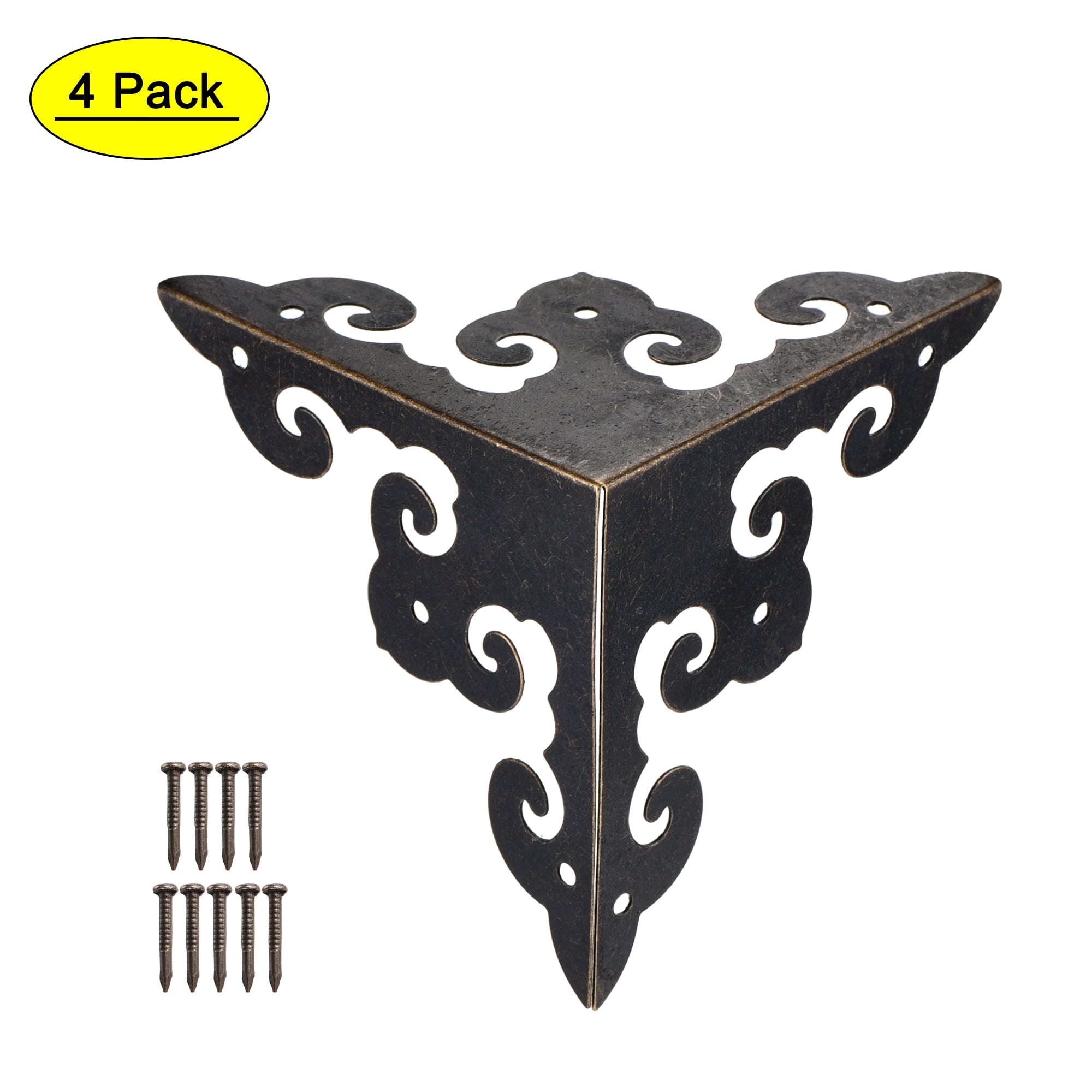 50x50x50mm Metal Box Corner Protectors Iron Bronze Tone 4 Pack ...
