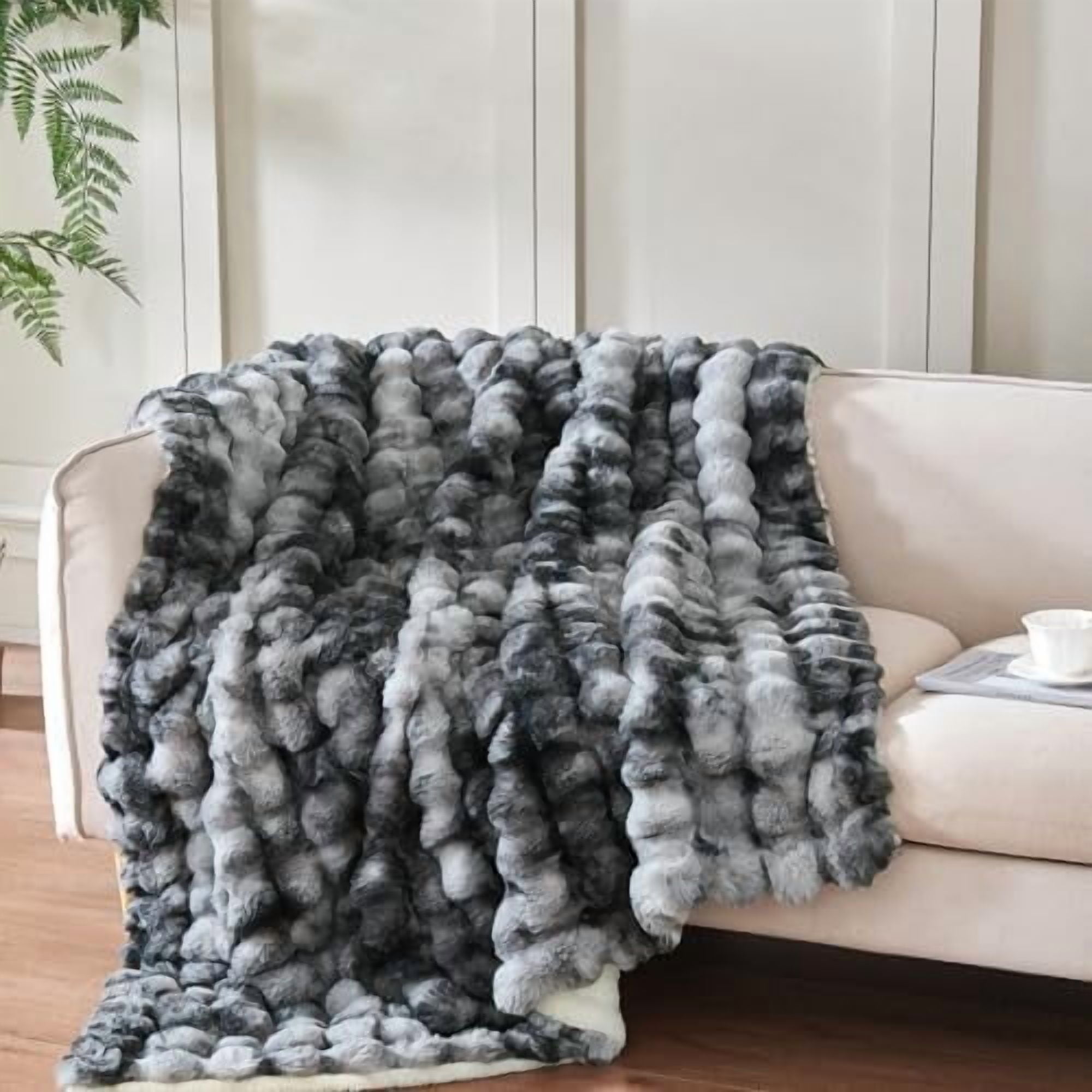 50x60 Inches Ultra-Soft Fuzzy Faux Fur Plush Throw Blanket - Thick ...