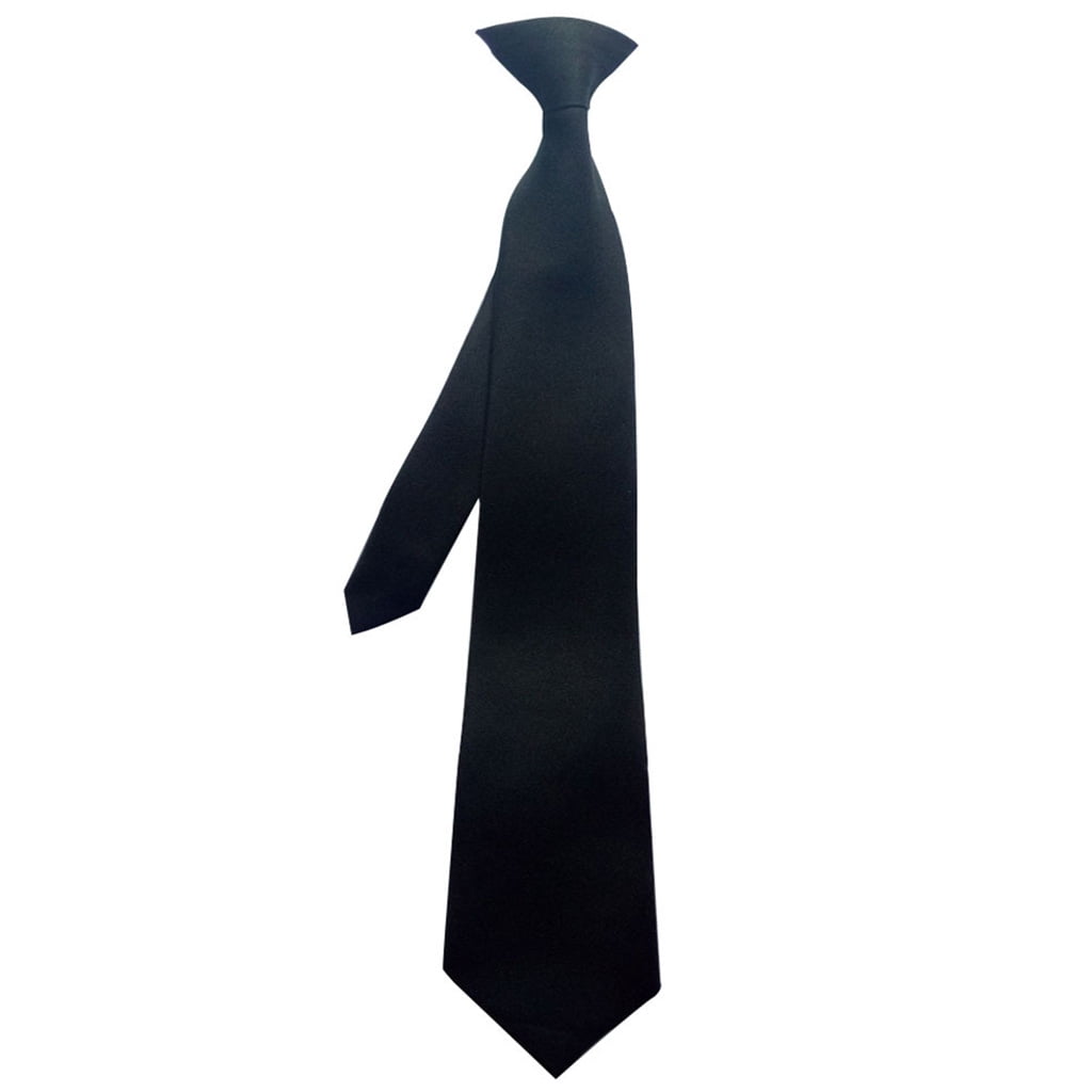 MAGNIFIQUE 50x8cm Mens Uniform Solid Black Color Imitation Silk Clip-On ...