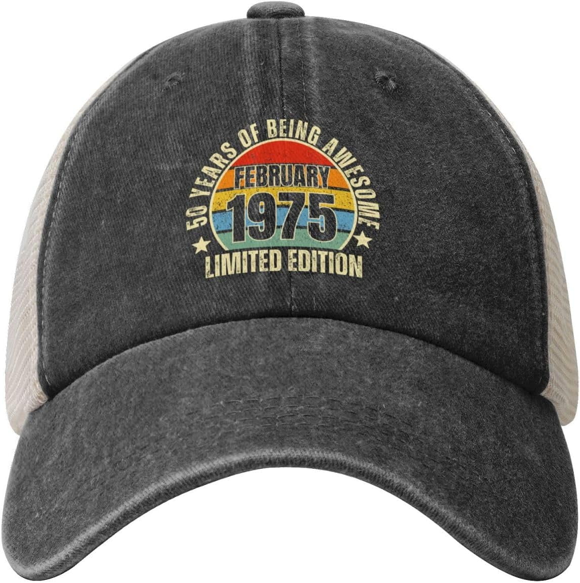 50yr Birthday February 1975 Limited Edition 50th Hat Denim Baseball Cap ...