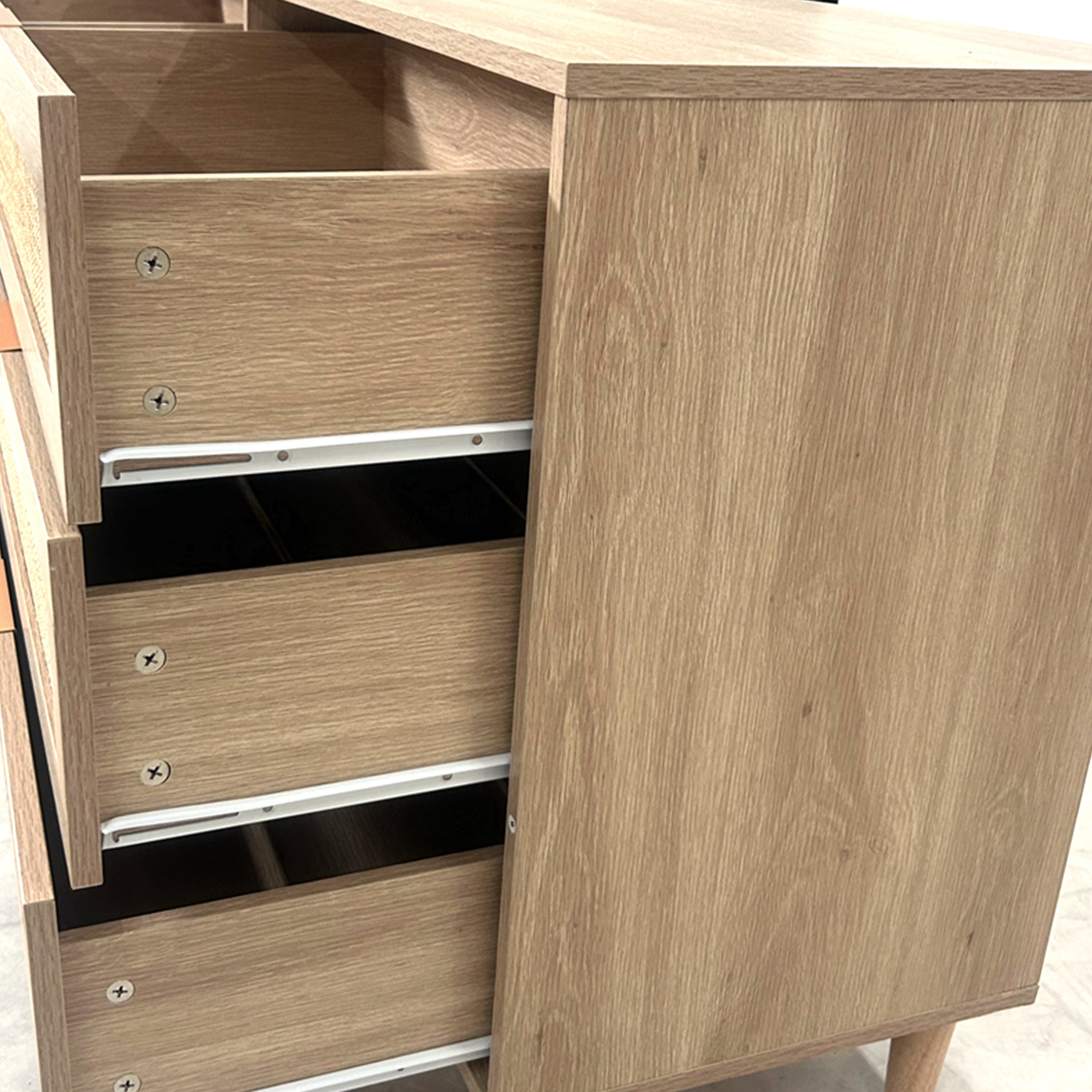 Primary Living Space Cabinets 51.18"6-Drawers Rattan Storage Cabinet ...