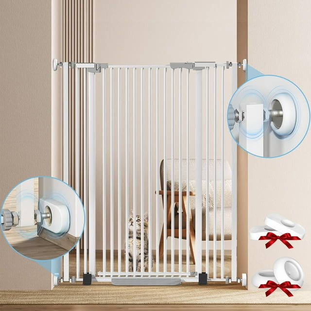 51.18" Extra Tall Cat Gate for Doorways, 29.5"-40.5" Auto Close Durable ...