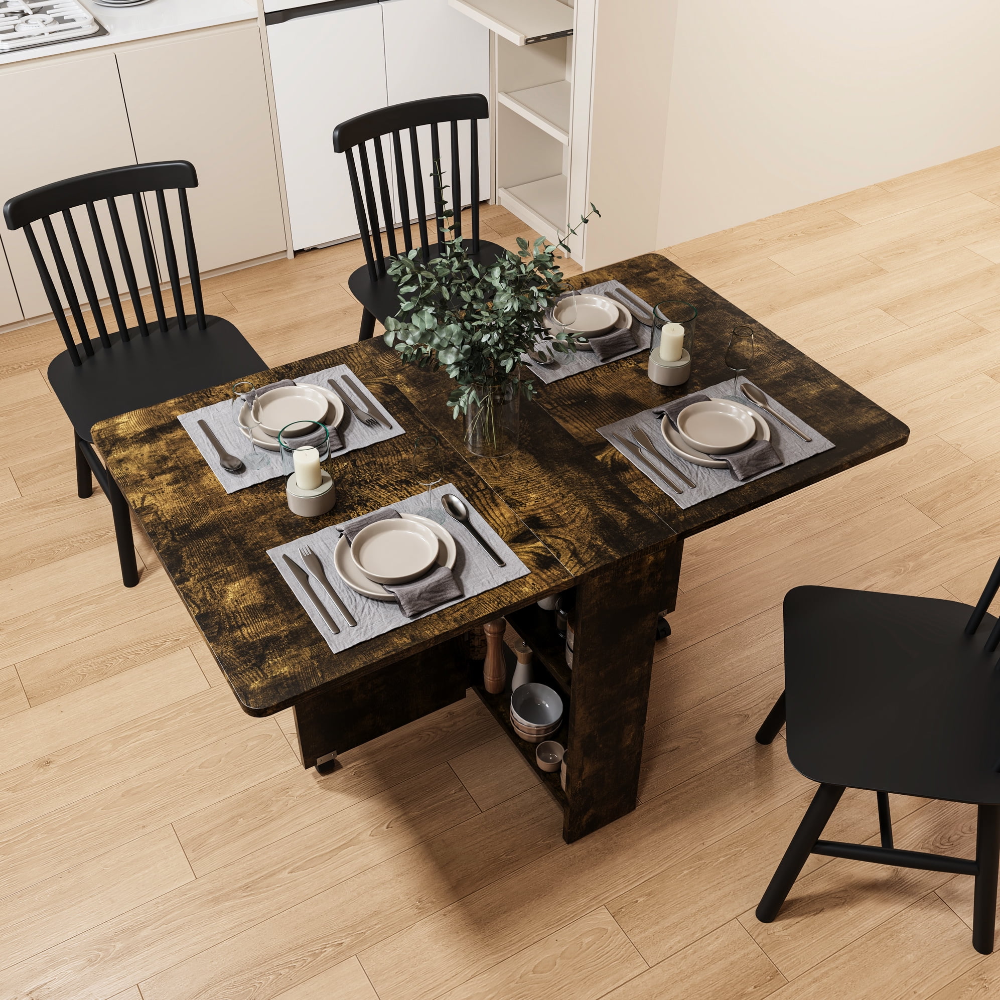 51.18 Inches Brown Folding Table, Ideal For Different Settings With ...