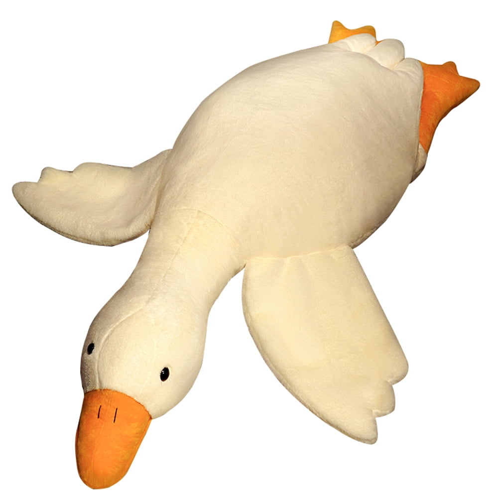 51.18in Fluffy Duck Plush Toys Soft Goose Plush Toy Sleep Pillow White ...