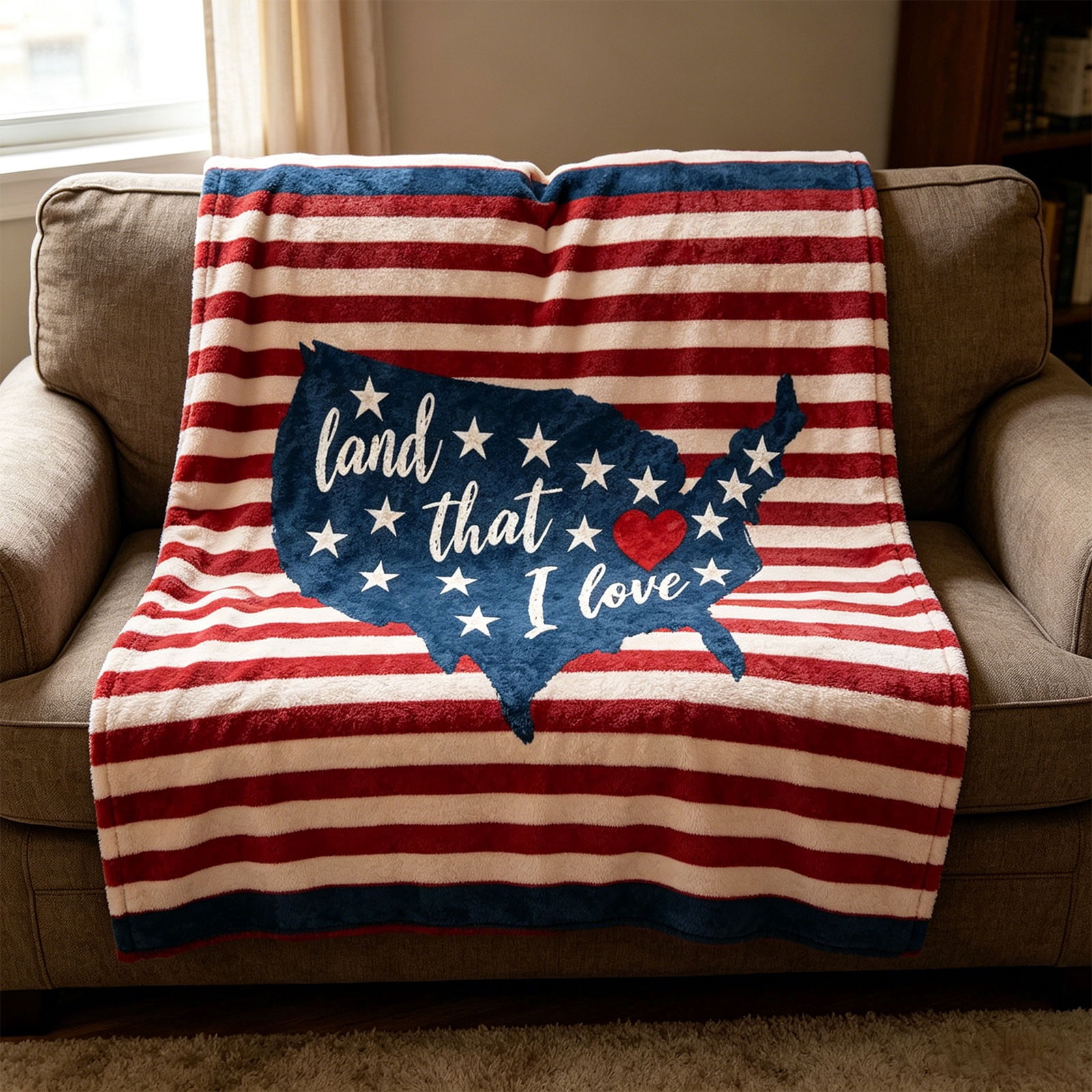 51.18x70.87 Inch Striped Flannel Blanket, Independence Day Patriotic ...