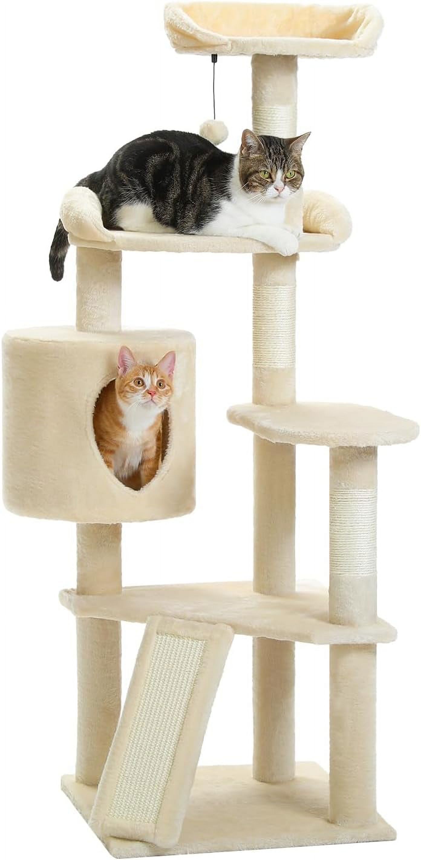 51.2” Cat Tree for Indoor Cats, Cat Climbing Tower with Scratching Post ...