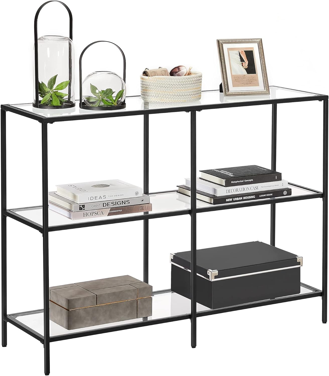 51.2 Inch Console Table with 3 Shelves Sofa Table Entryway Table Metal ...