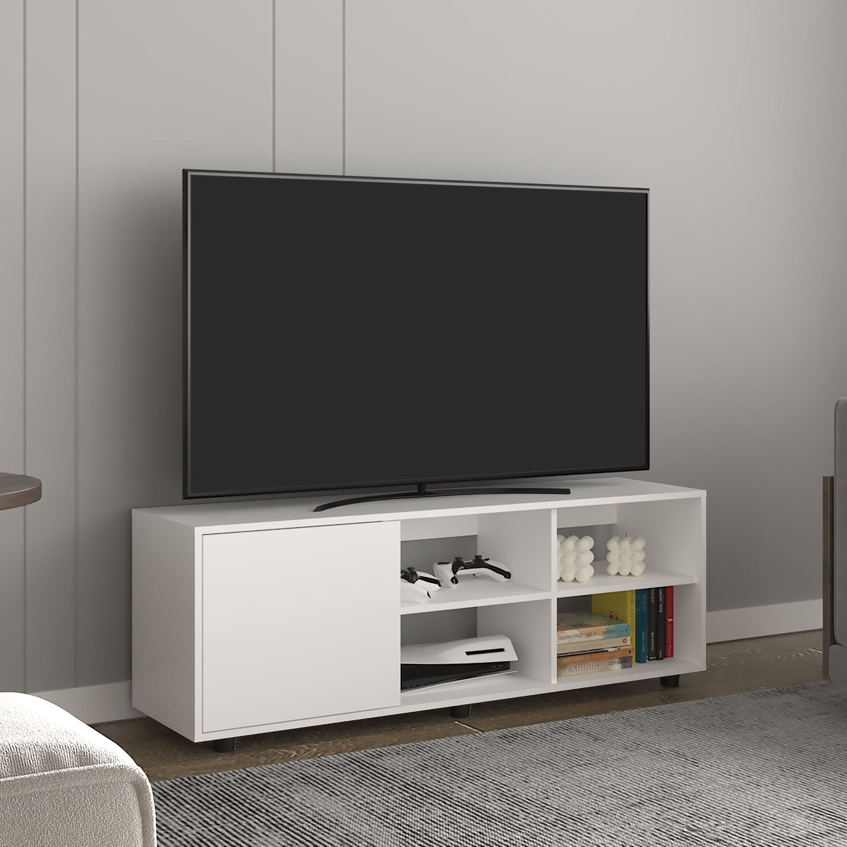 51.2" Wide Compact TV Stand / Easy Assembly for Living Room Use ...