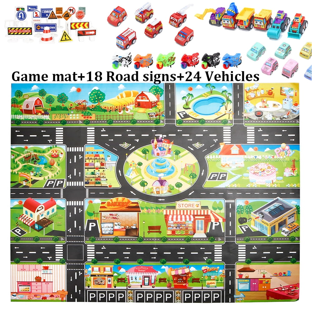 51.2"x39.4" Children's Toy Map Mat Fun City Road Map for Hot Wheels ...