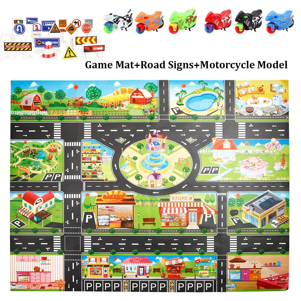 51.2"x39.4" Children's Toy Map Mat Fun City Road Map for Hot Wheels ...