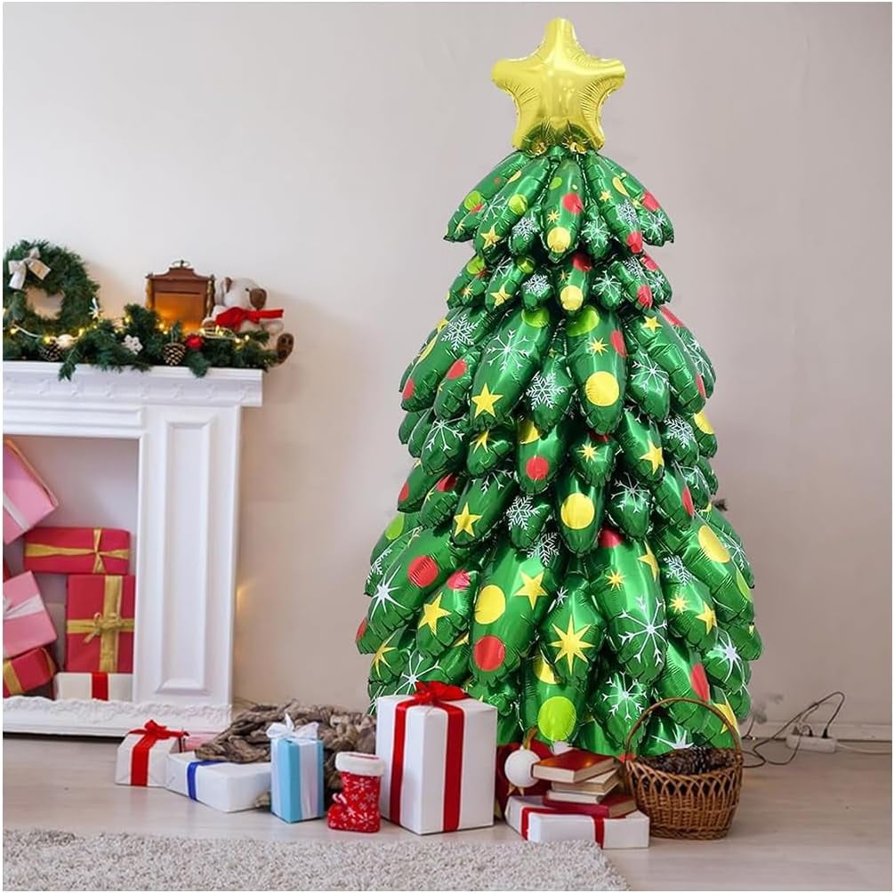 51" 4D Christmas Balloons Christmas Tree Self-Standing Balloons Inflate ...