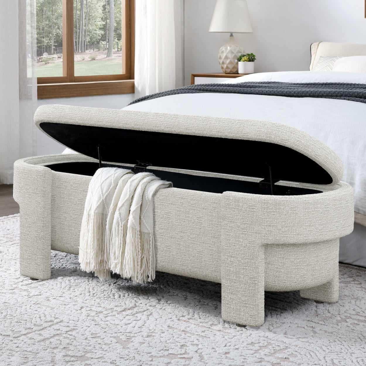 51.5-Inch Oversized Storage Ottoman Bench with High-Density Foam ...