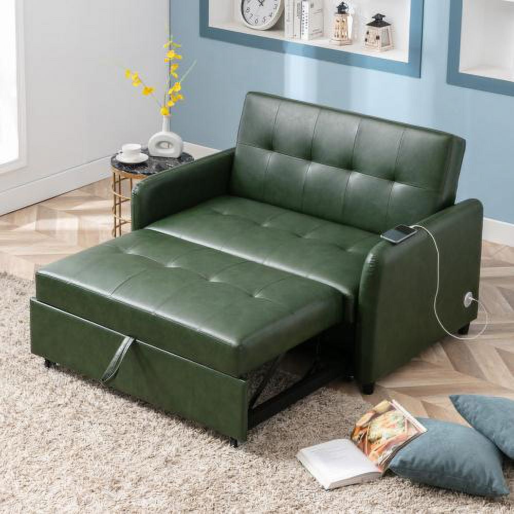 51.5''L Convertible Sofa Bed with Dual USB Charging Ports, Vintage ...