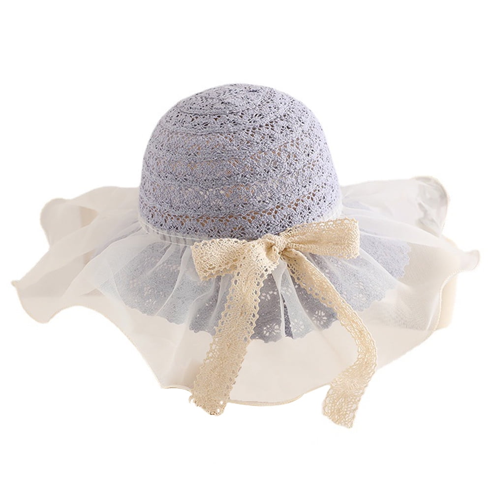 51-52cm hat circumference children's mesh bow lace sun hat sunscreen ...