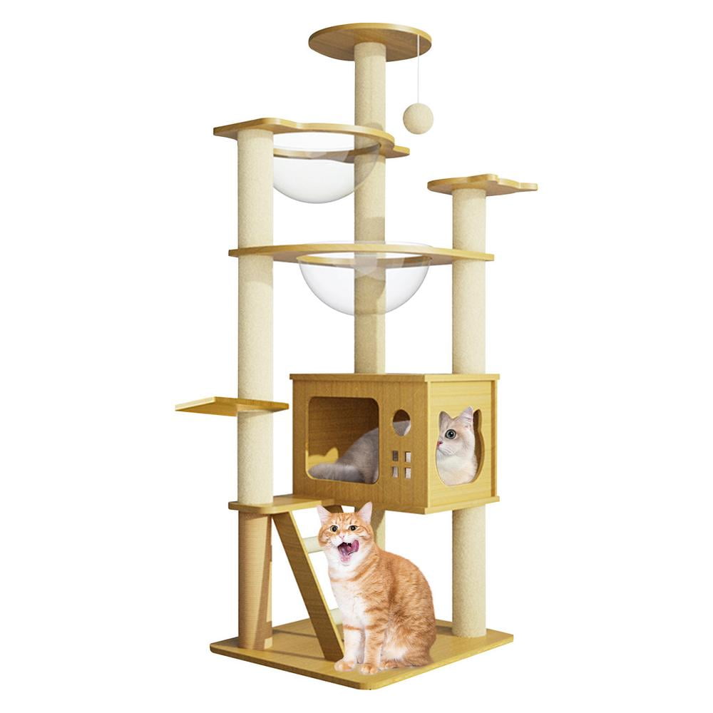 51.5Inch Cat Scratching Post Tower, Cat Tree Tower, with 2 Clear ...