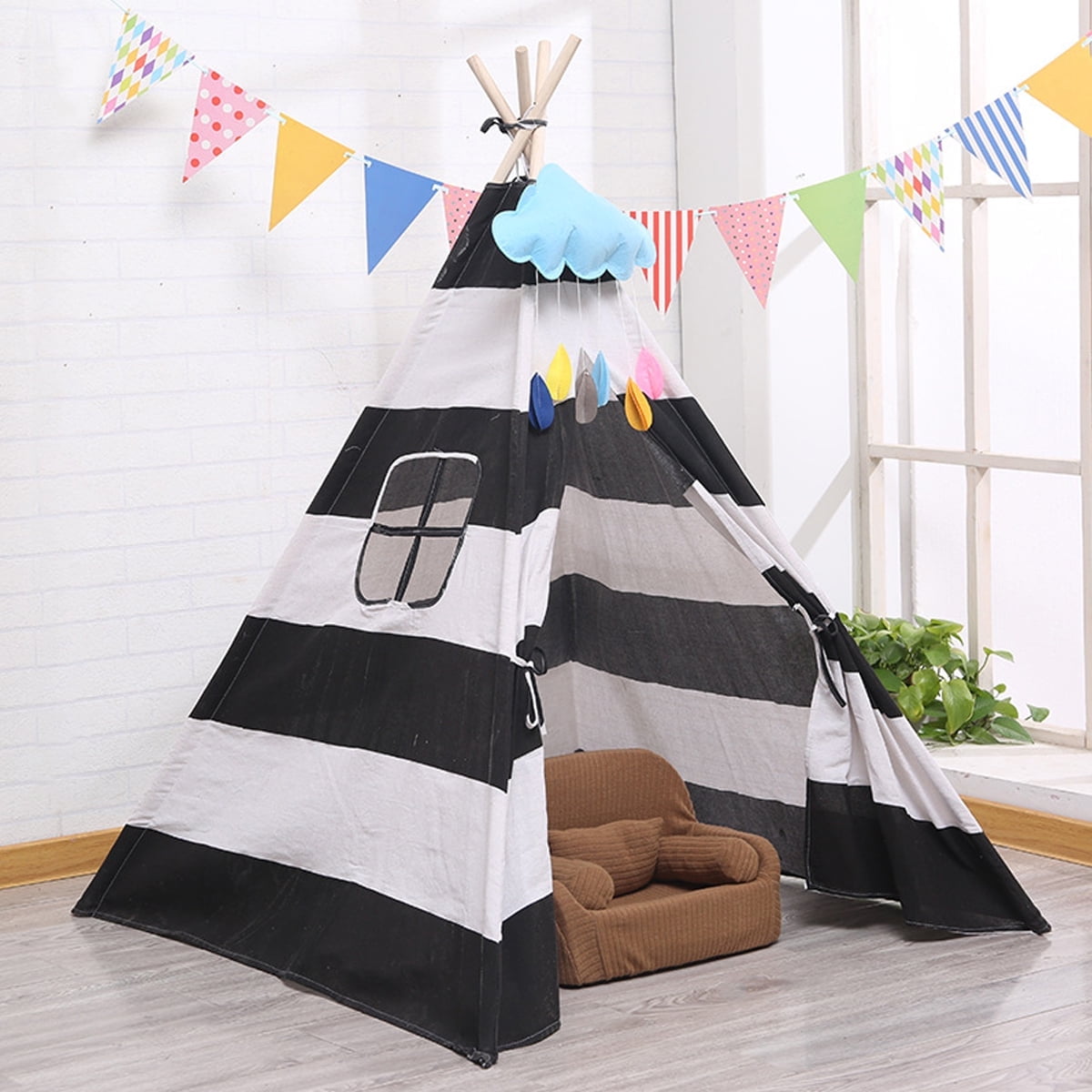 51 "/ 63'' Tall Portable Indoor Outdoor Large Kids Teepee Tent for Boys ...