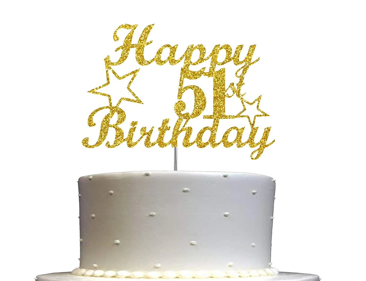 51 Birthday Cake Topper Gold Glitter, 51St Party Decoration Ideas ...