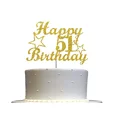 51 Birthday Cake Topper Gold Glitter, 51St Party Decoration Ideas ...