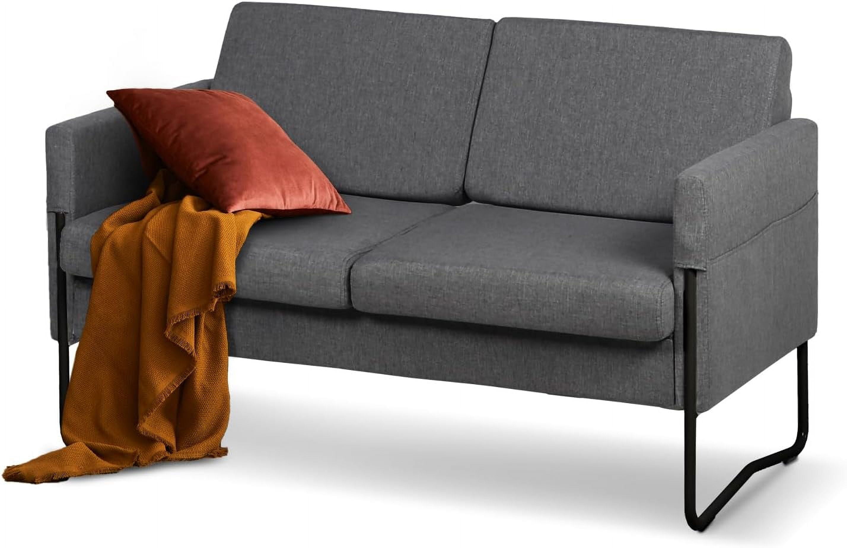 51” Comfy Black Couch Sofa with 2 USB Ports, Small Couches for Small ...