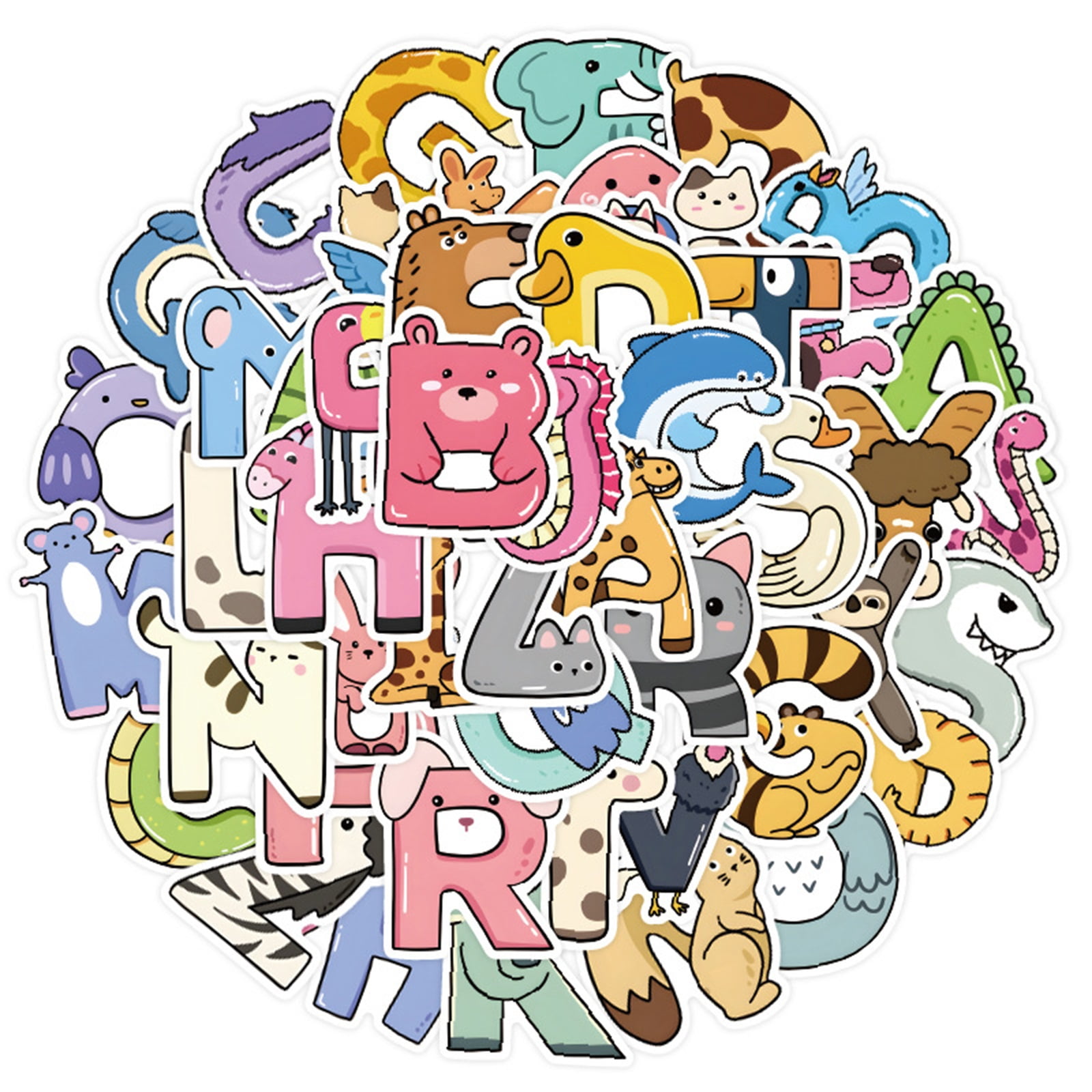 51 Cute Zoo Themed Letter Stickers, Backpack Refrigerator Decoration ...
