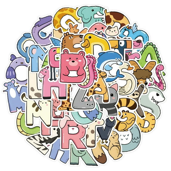 51 Cute Zoo Themed Letter Stickers, Backpack Refrigerator Decoration ...