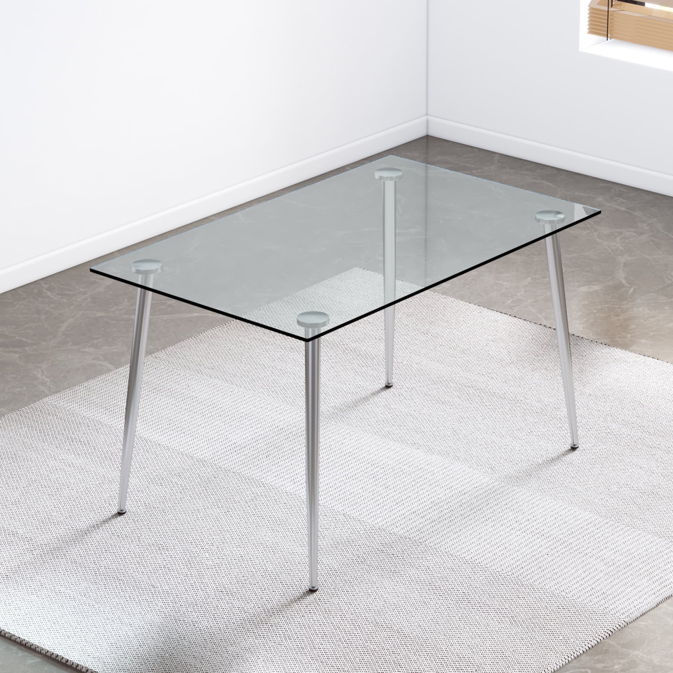 51" Dining Table for 4-6, Rectangular Glass Dining Table, Writing Table ...