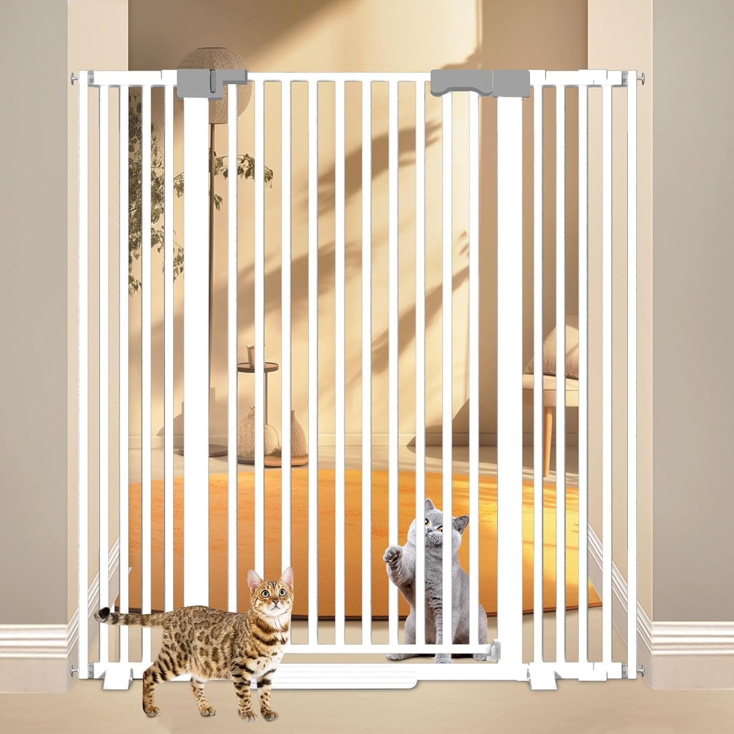 51'' Extra Tall Gate for Doorways 30-49.2'' Wide, Climb Proof Pet Gates ...