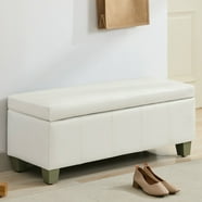 Noble House Brendan Rectangular Faux Leather Storage Ottoman, Ivory ...