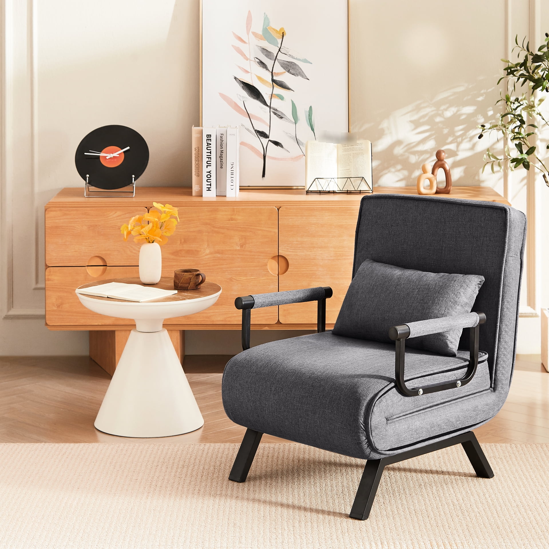 51 Folding Bed Chair, Comfy Convertible With Adjustable Back, Cozy ...