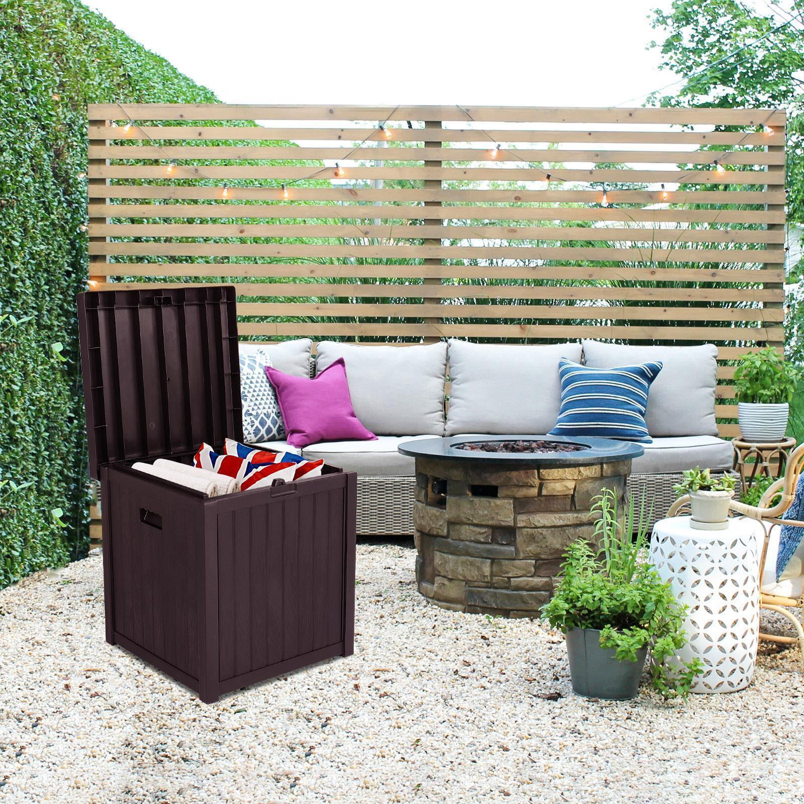 51 Gallon All-Weather Outdoor Deck Box Resin Wood Look Patio Storage ...