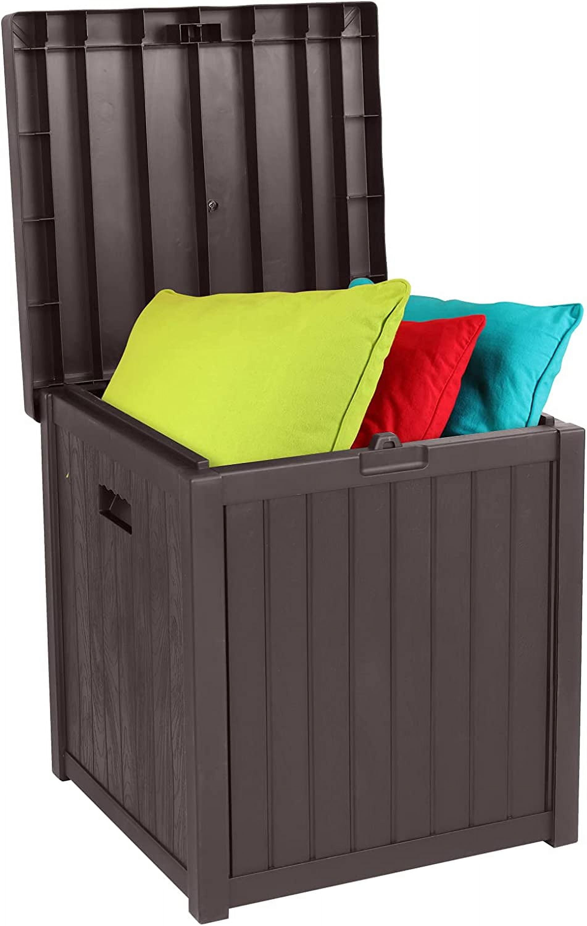 51 Gallon Outdoor Deck Box, Plastic Deck Box Design with Convenient ...