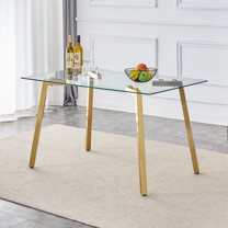 "Sudica 51"" Tempered Glass Dining Table for 4-6, Modern Rectangular ...