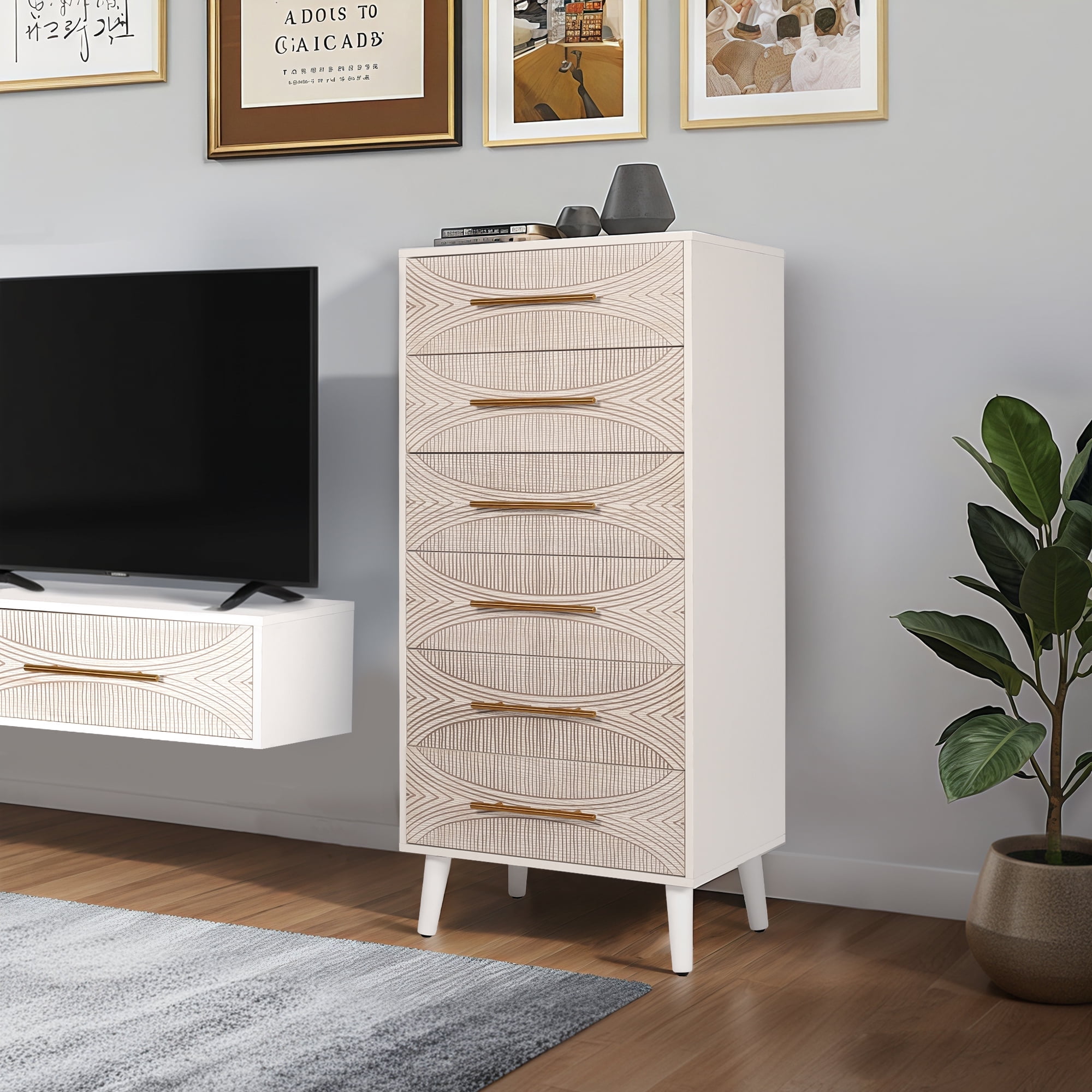 51" H Dequawn Accent Chest,6 Drawer Storage Drawer - Walmart.com