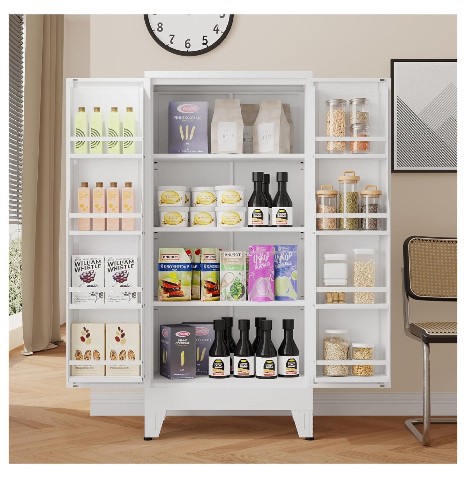 51" H Metal Kitchen Pantry Storage Cabinet,Storage Cabinets with Doors ...